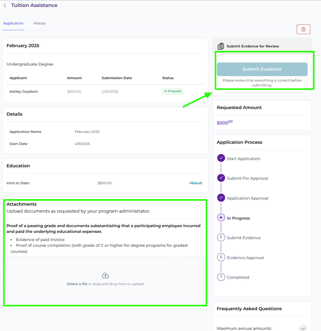 My course application status is " course in progress" how do I attach ...